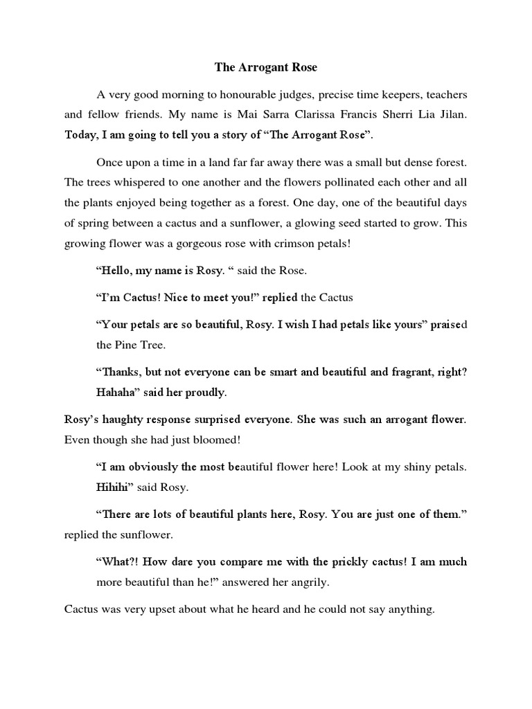 The Arrogant Rose's Lesson | PDF | Flowers | Petal