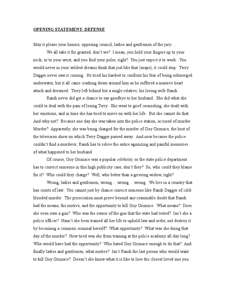 Opening Statement Format