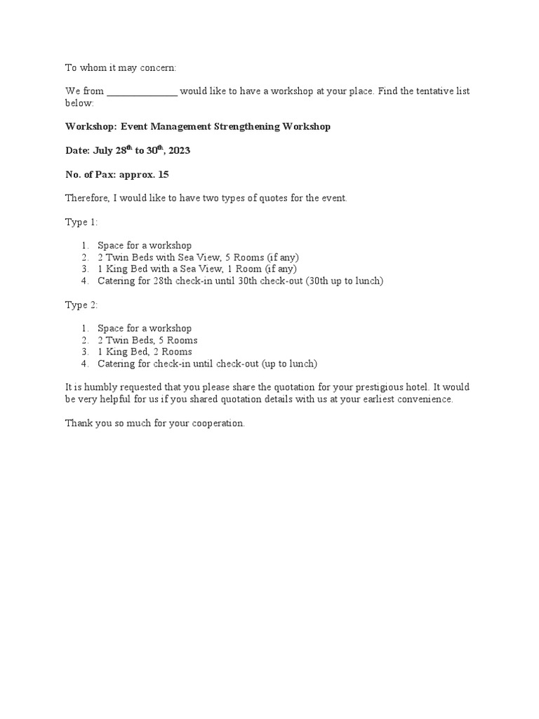 Sample Email Ask For Quotation | PDF