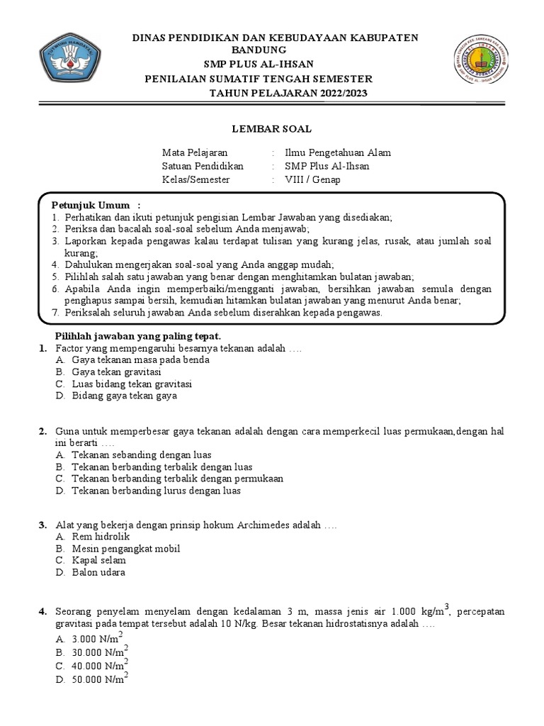 Soal PSTS IPA Kelas 8 | PDF