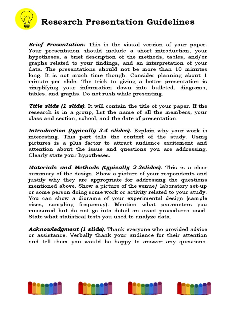 Research Presentation Guidelines PDF Methodology Sampling