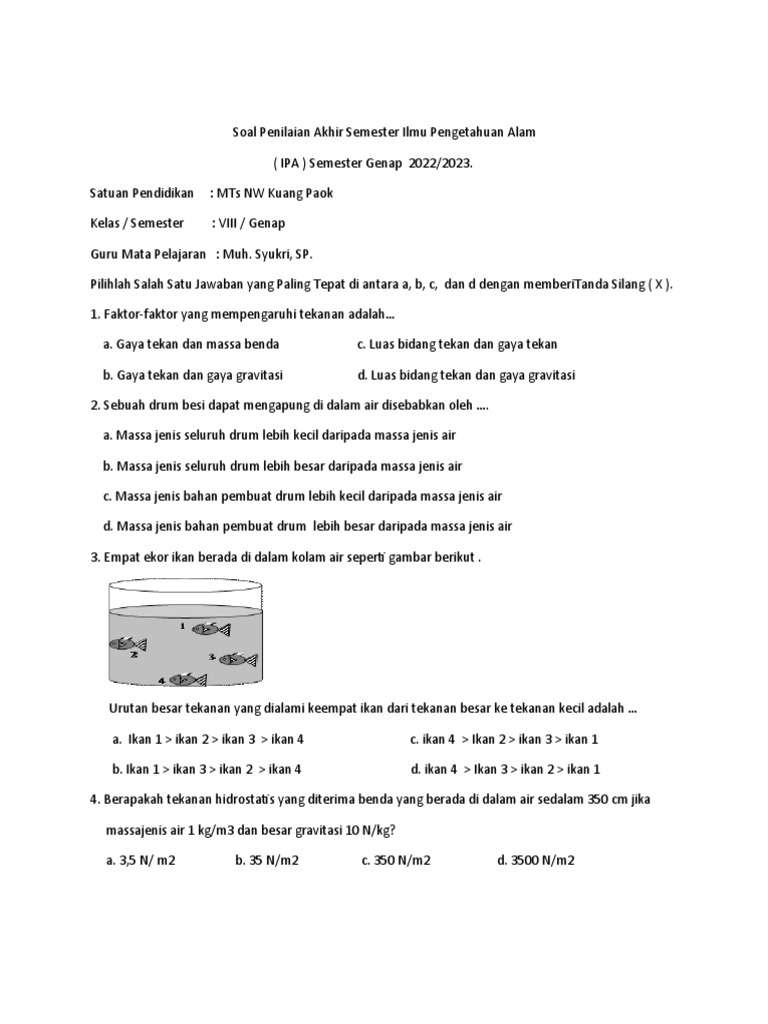 Soal Ipa Kelas 8 S Genap | PDF