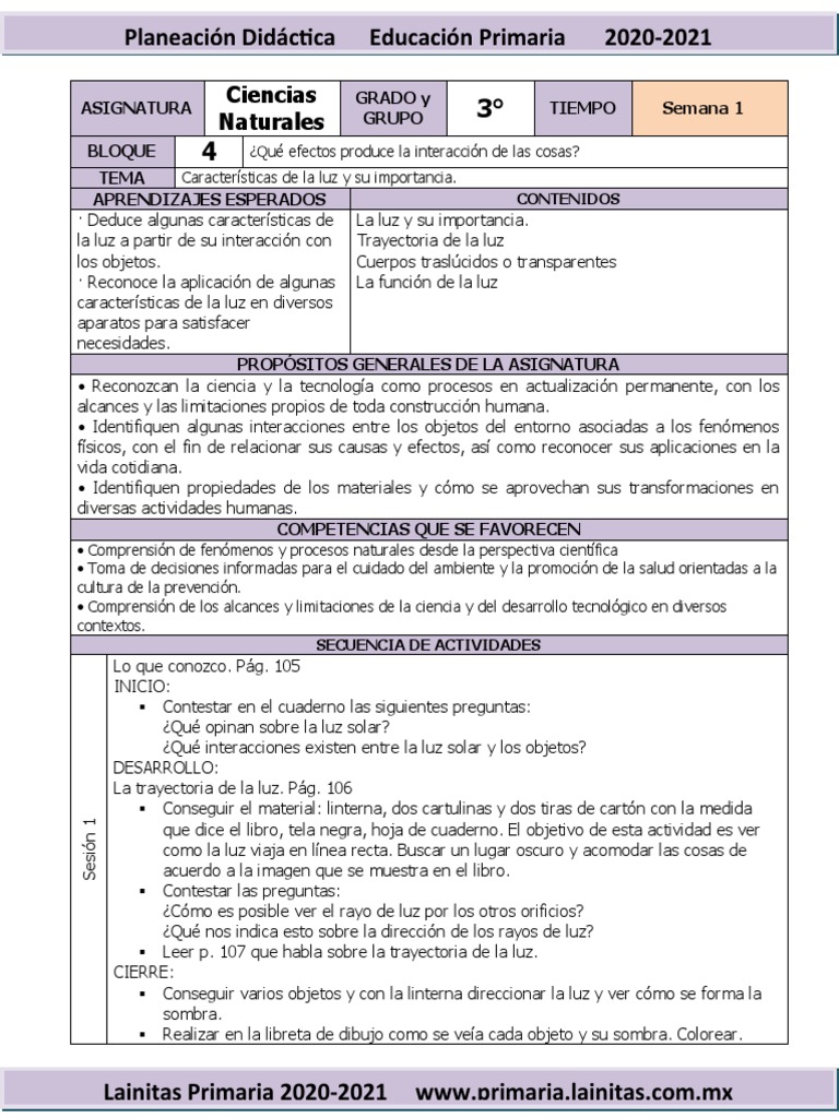Planeación Didáctica: Ciencias 3° Primaria | PDF | Sonido | Imán