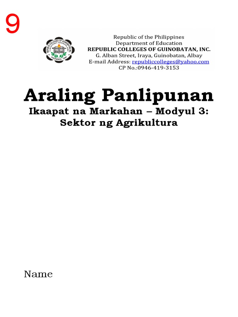 Araling Panlipunan 9 - Modyul 3 q4 | PDF