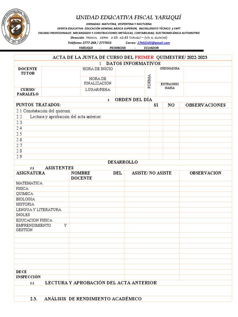 Acta Junta de Curso 22 23 | PDF