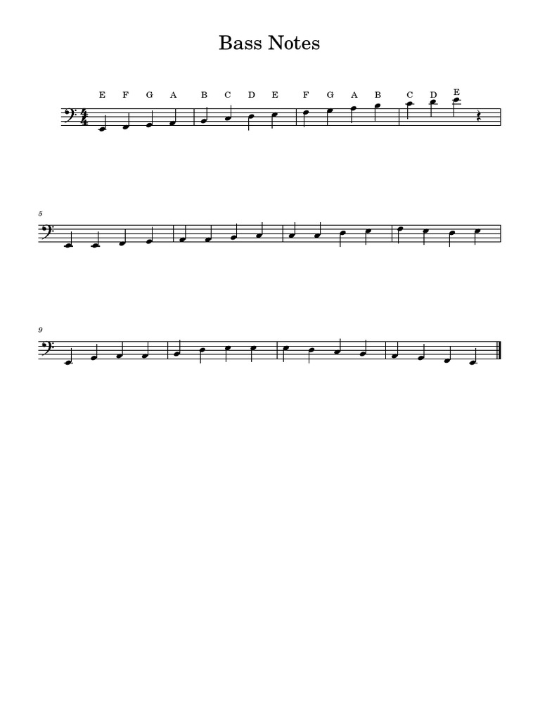 Bass Notes Musical Guide | PDF
