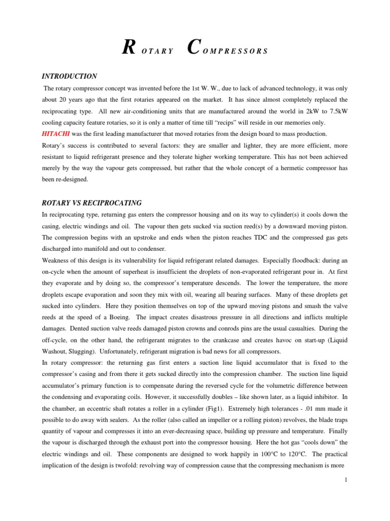 Rotary Vs Reciprocating | PDF