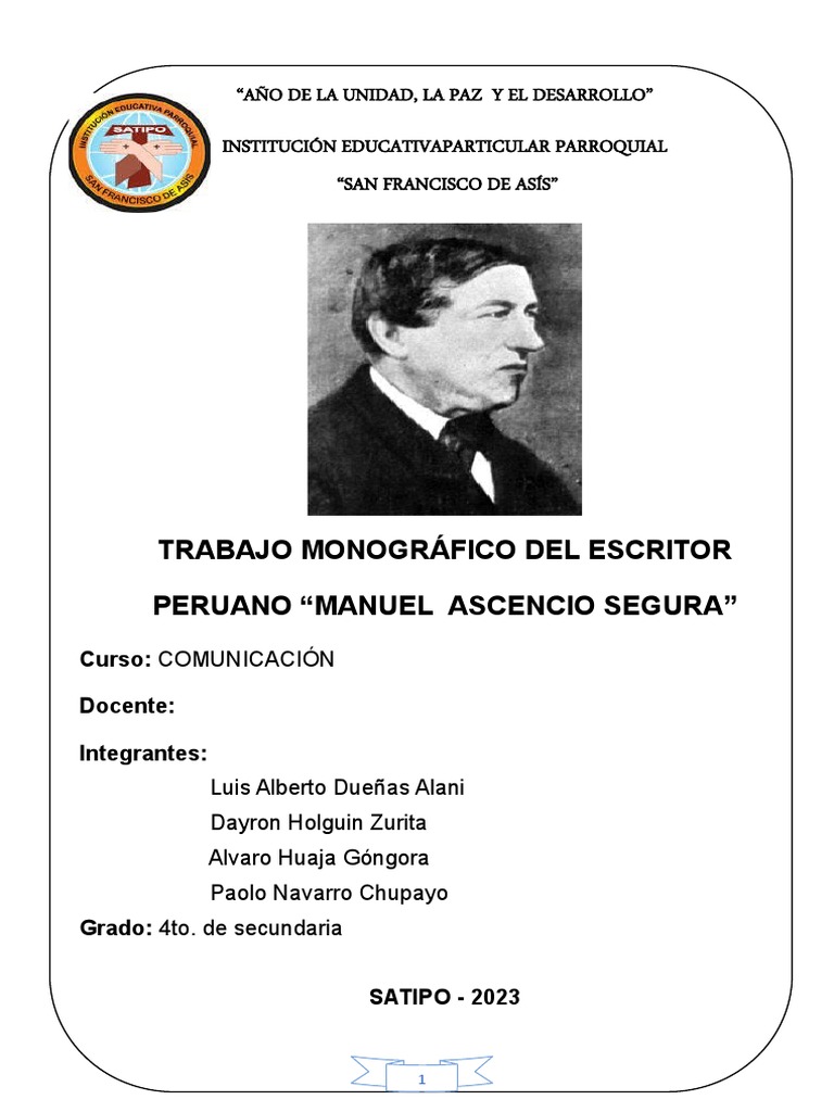 Manuel Ascencio Segura: Vida y Obra | PDF | Novelas | Perú