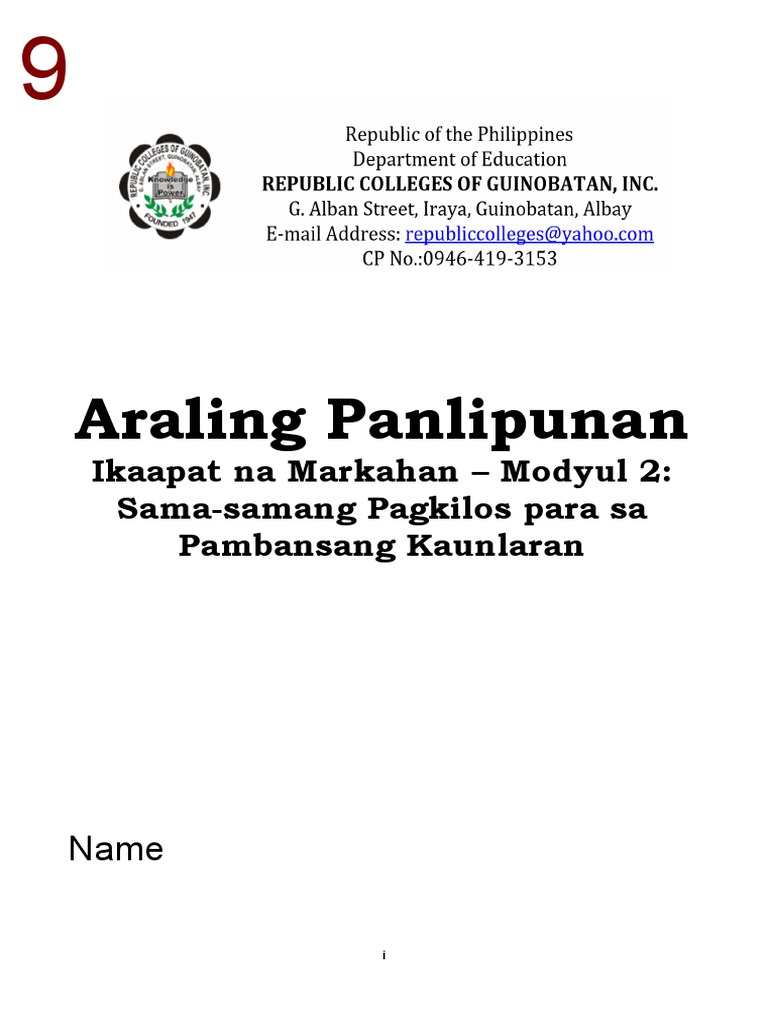 Araling Panlipunan 9 - Modyul 2 q4 | PDF