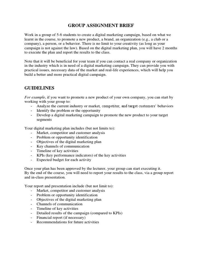 MKT318m - Group Assignment Brief - 2 | PDF | Digital Marketing | Marketing