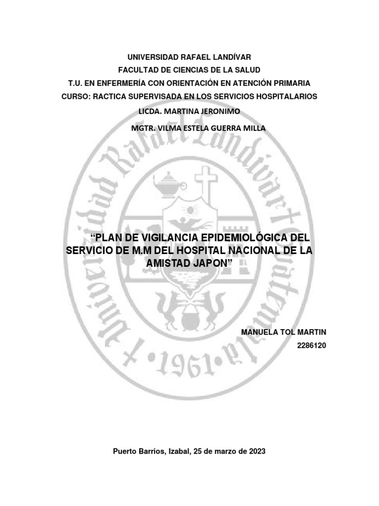PLAN DE VIGILANCIA m | PDF | Especialidades Medicas | Programas sociales