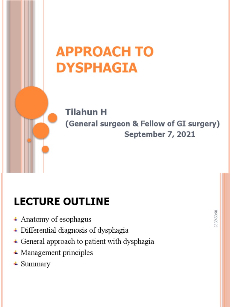 Approaches To Dysphagia by DR Tilahun | PDF | Esophagus | Epidemiology