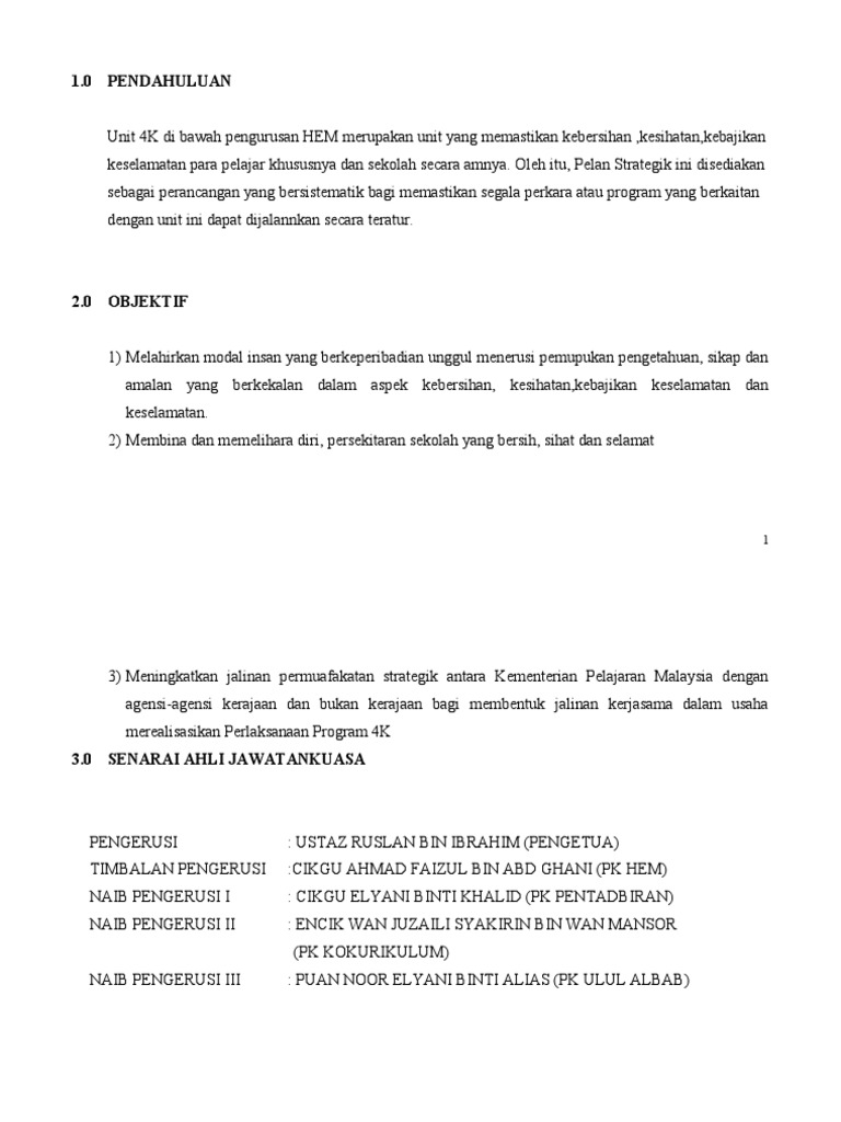 3K PELAN STRATEGIK, PELAN TAKTIKAL, PELAN OPERASI | PDF