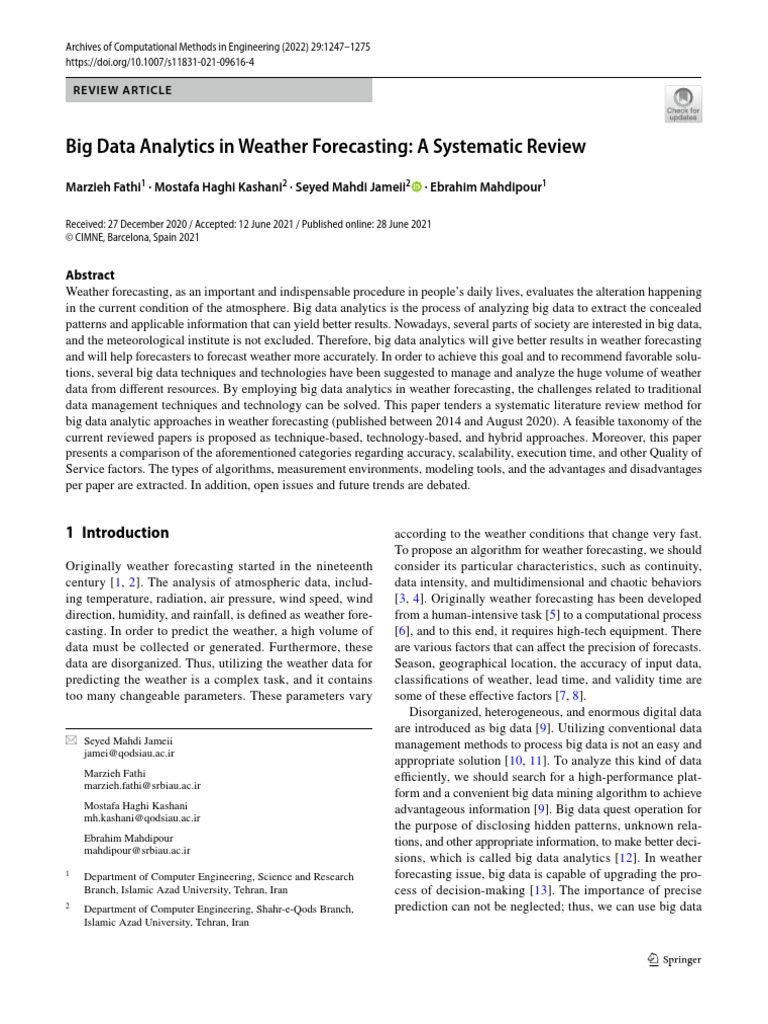 Big Data in Weather Forecasting Review | PDF | Apache Hadoop | Apache Spark