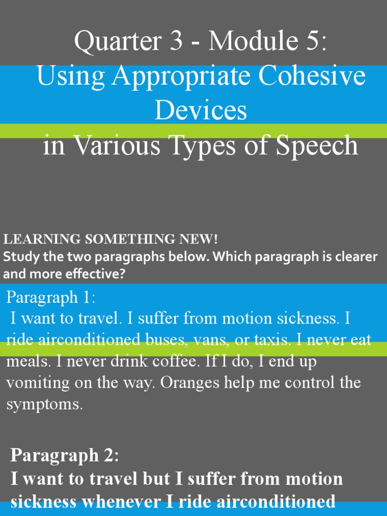 Quarter 3 Module 5 Cohesive Devices | PDF | Persuasion | Communication