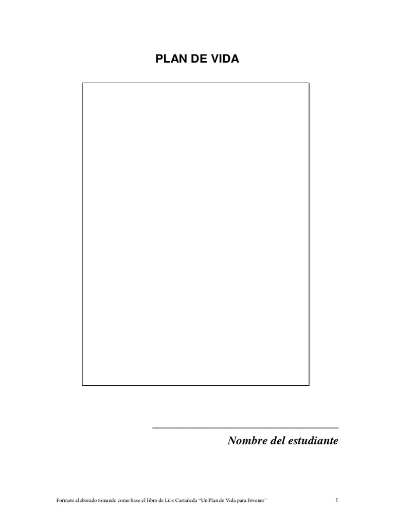 Plan De Vida Formato Pdf