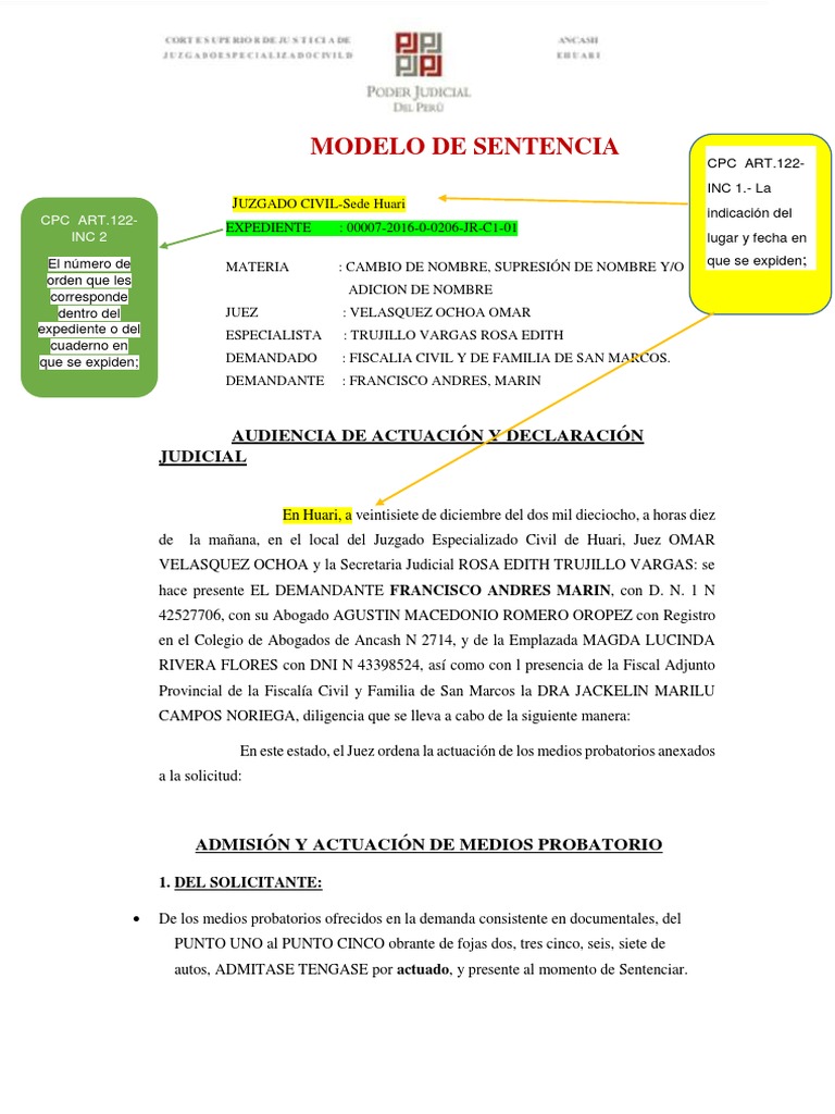 Modelo de Sentencia-Katherine Condori | PDF