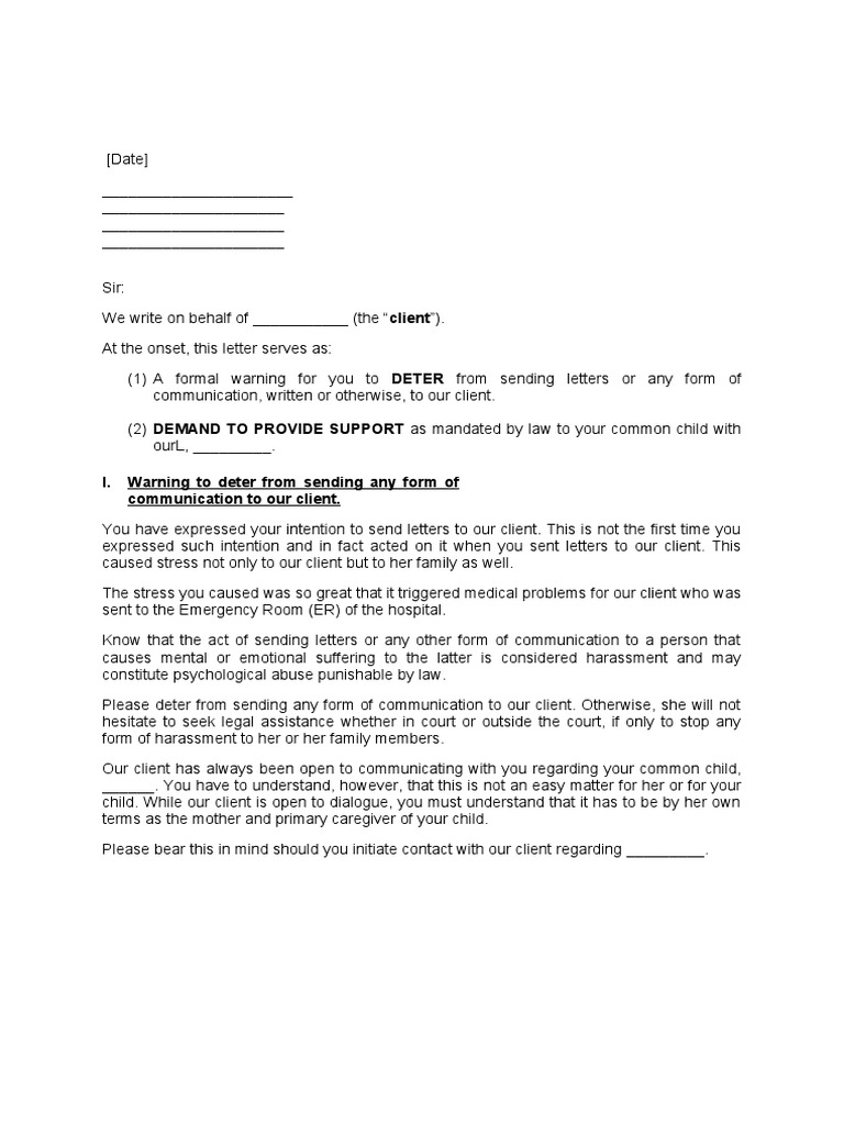 Demand letter for support | PDF | Communication | Justice