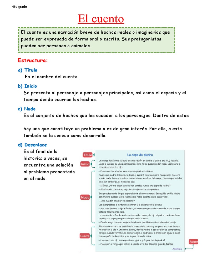 4to Grado. El Cuento | PDF