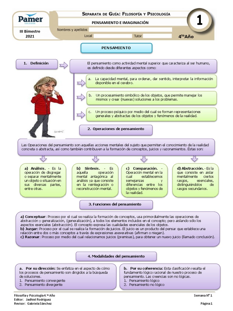 Separata - 4.° Año - SEM 1 - FILPSI - III BIM | PDF | Pensamiento | Creatividad