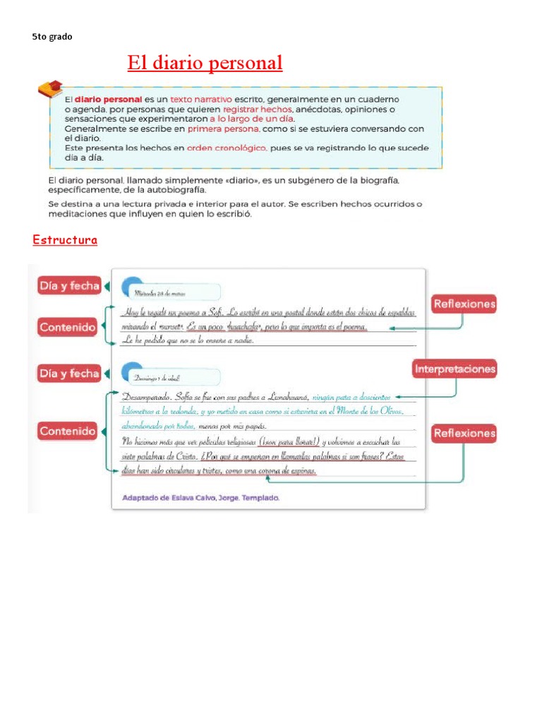 5to Grado. El Diario Personal | PDF