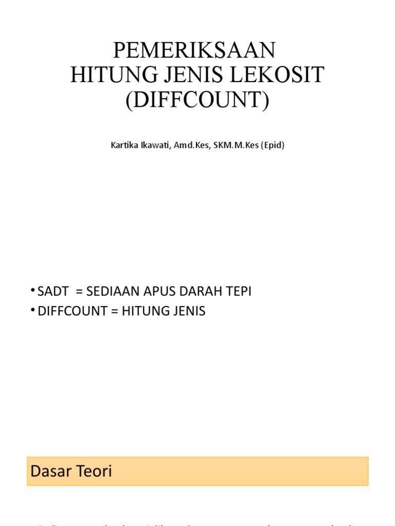 Panduan Hitung Jenis Leukosit | PDF | Kesehatan Holistik | Sains ...