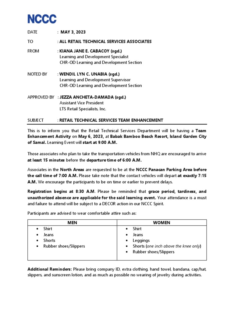 MEMO - RTS Team Enhancement Activity | PDF | Human Body | Consumer Goods