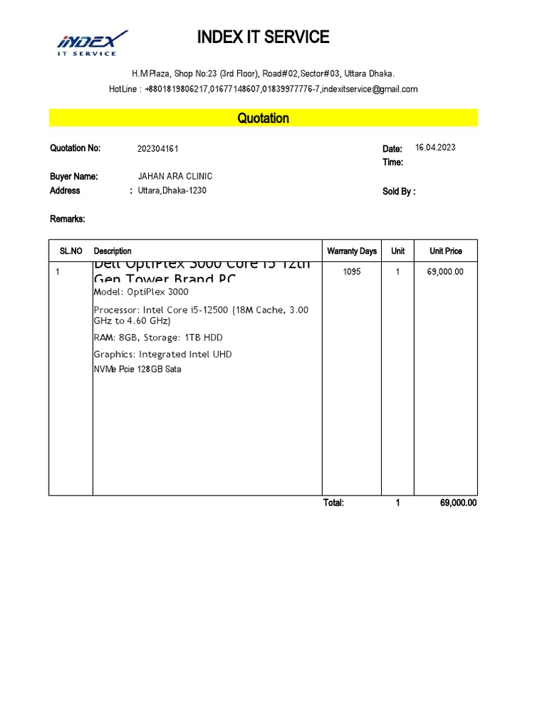 Quotation-Pc Minul BKC | PDF | Electronics | Computer Hardware