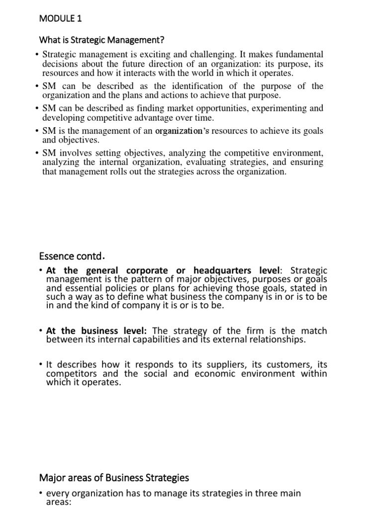 Business Strategy MODULE 1 | PDF | Corporate Governance | Strategic ...