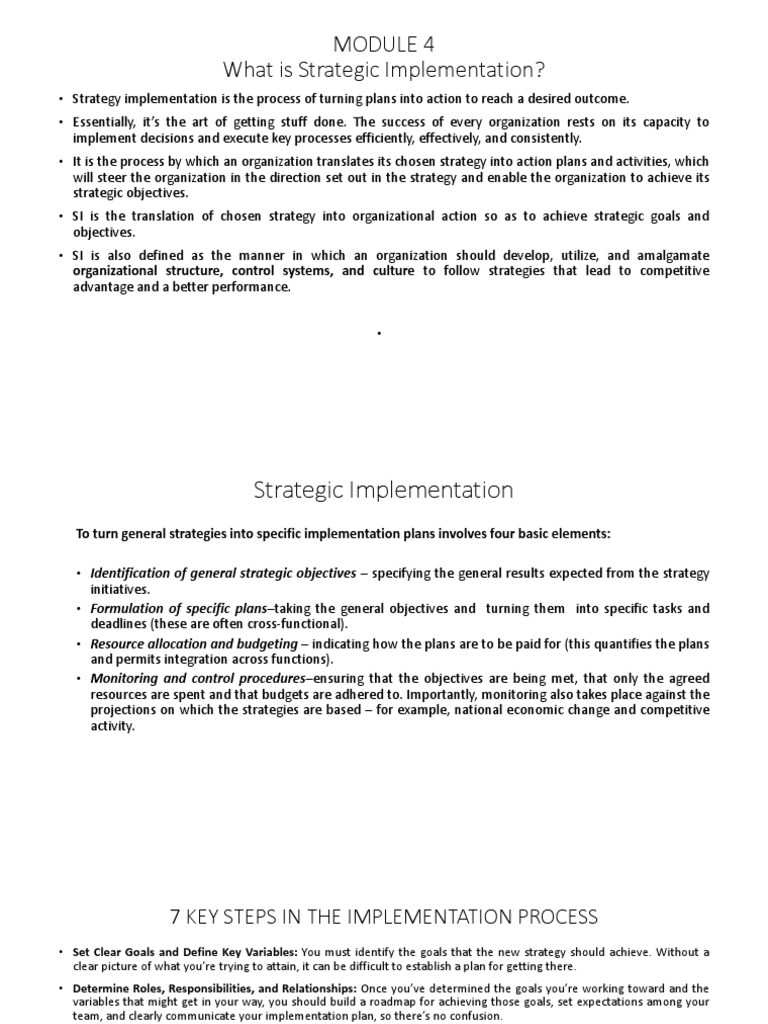 Strategic Implementation Process Explained | PDF