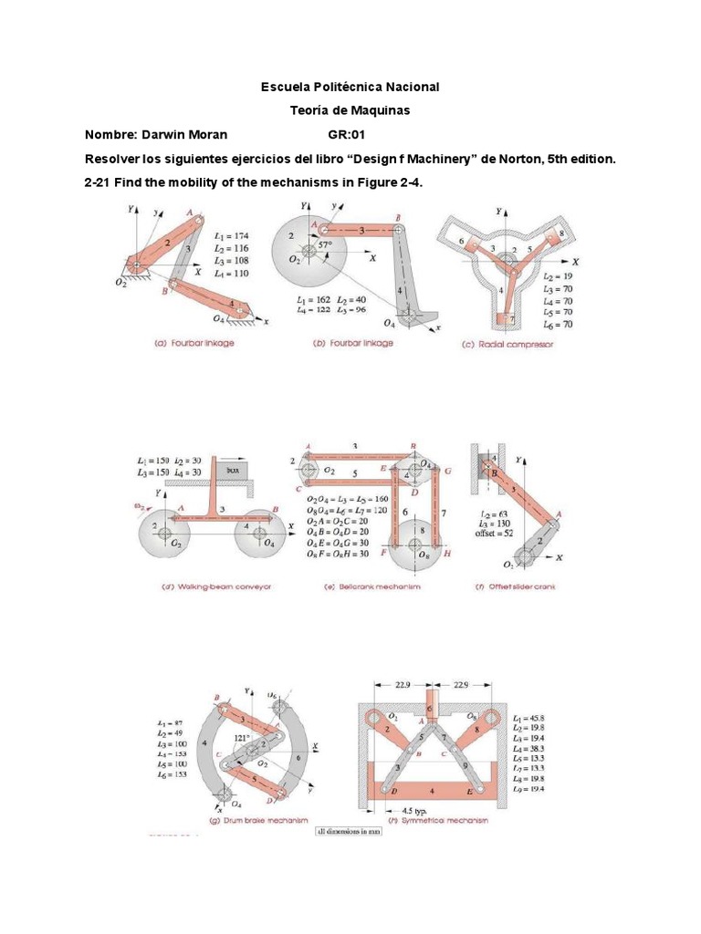 Mobility Analysis of Mechanisms Exercises | PDF