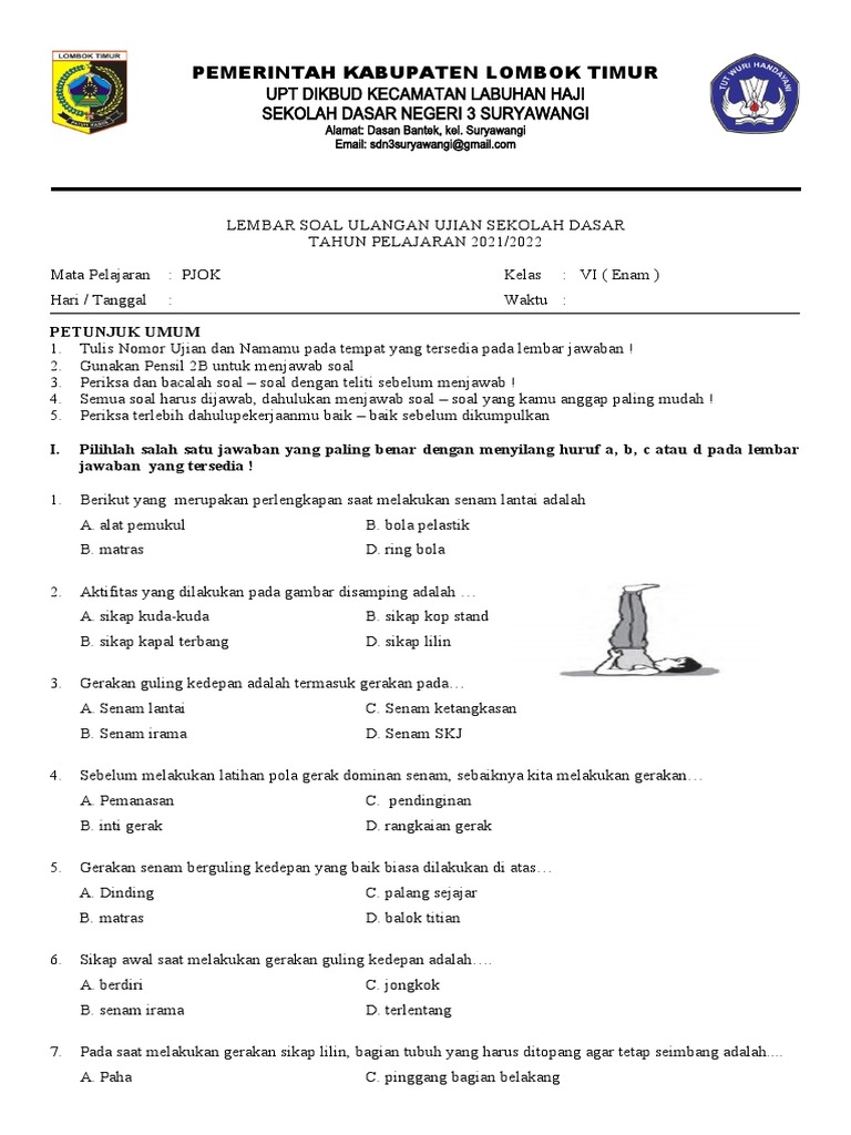 Soal Us Kelas 6 Pjok | PDF