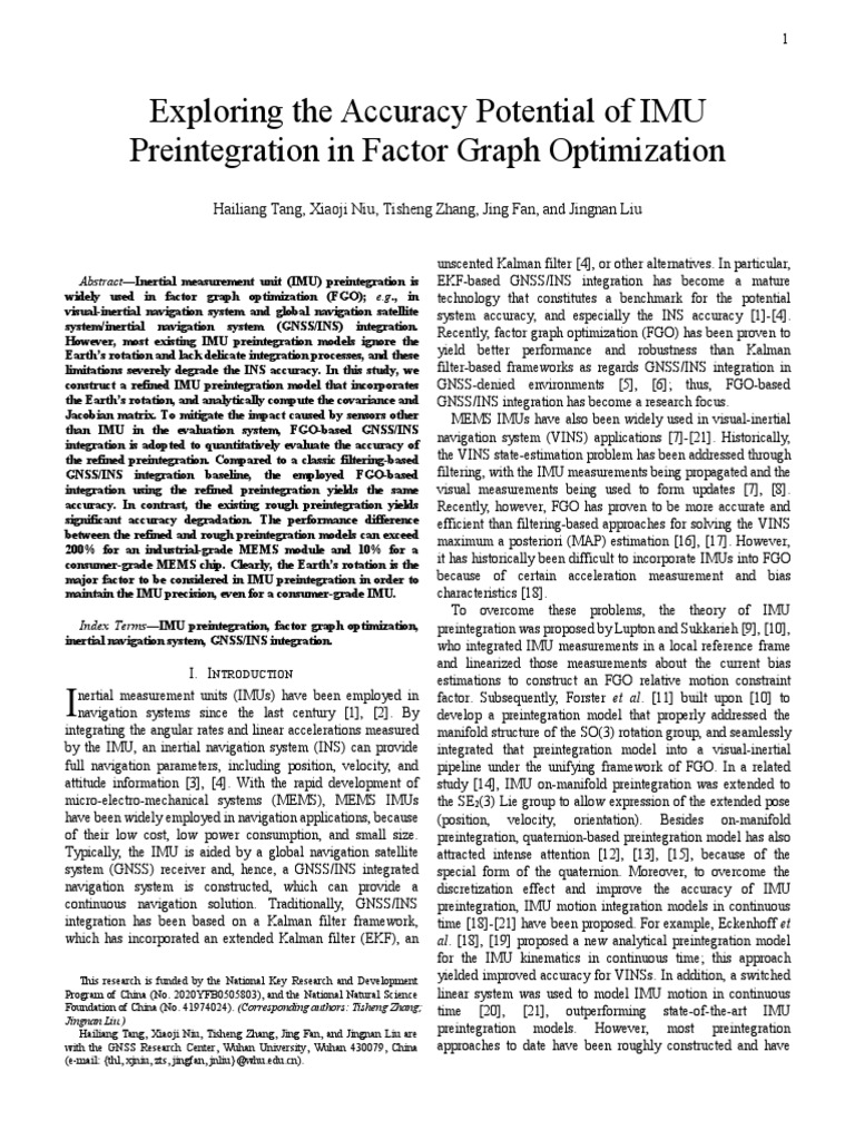 Exploringthe Accuracy Potentialof IMUPreintegrationin Factor Graph Optimization | PDF