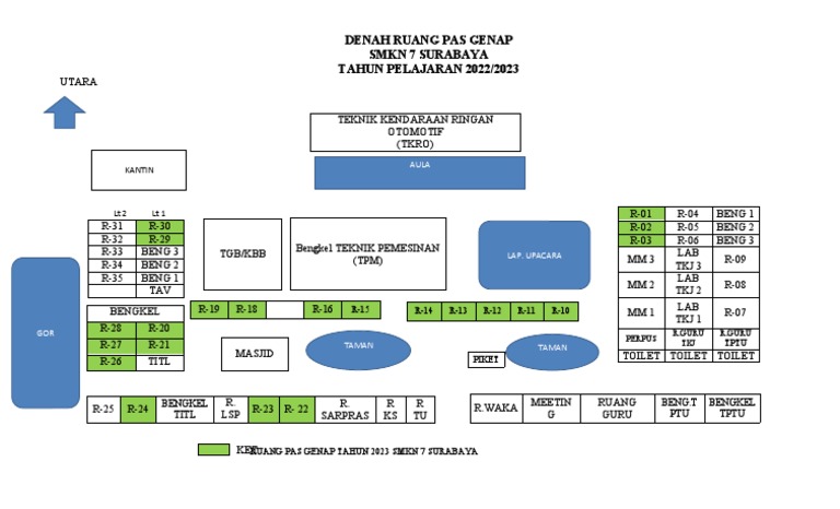 Denah Ruang Uas Genap Tahun 2023 | PDF