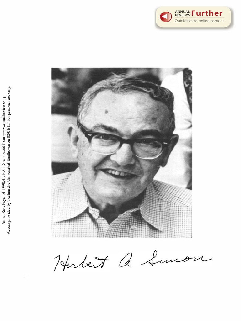 Simon, H. A. (1990) . | PDF | Psychology | Rationality