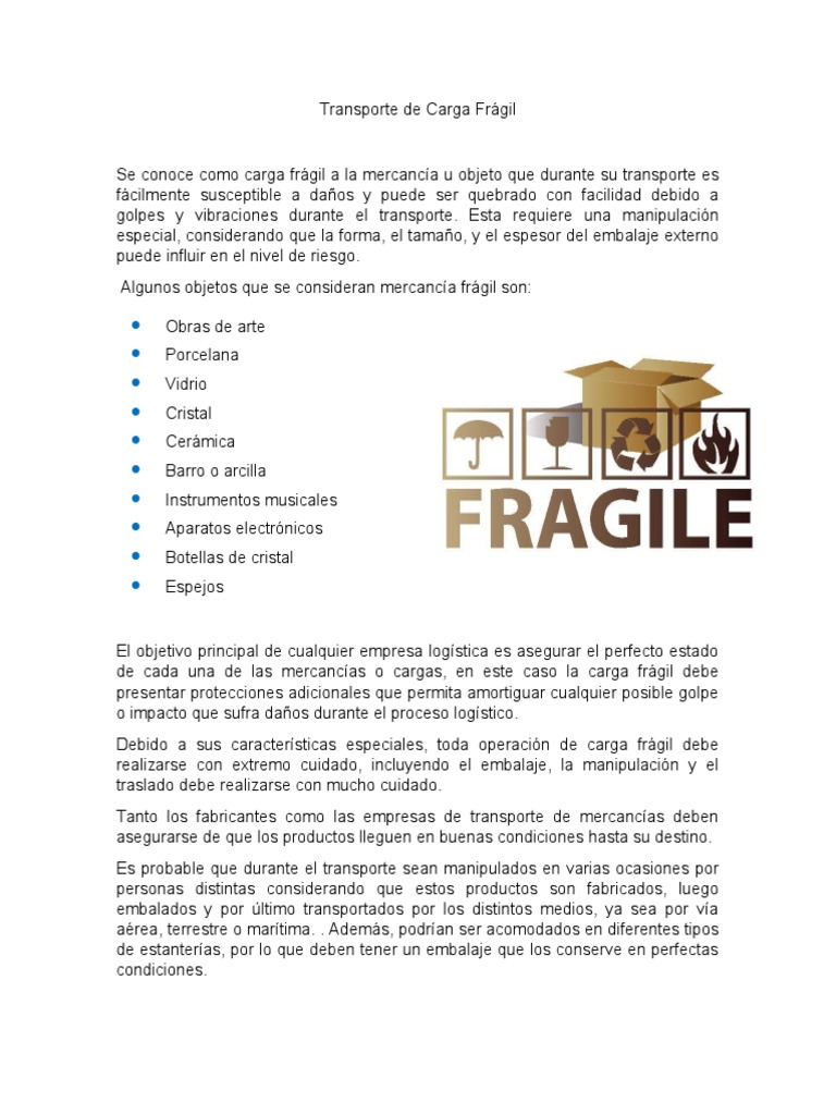 Carga Fragil | PDF | Lentes | Transporte