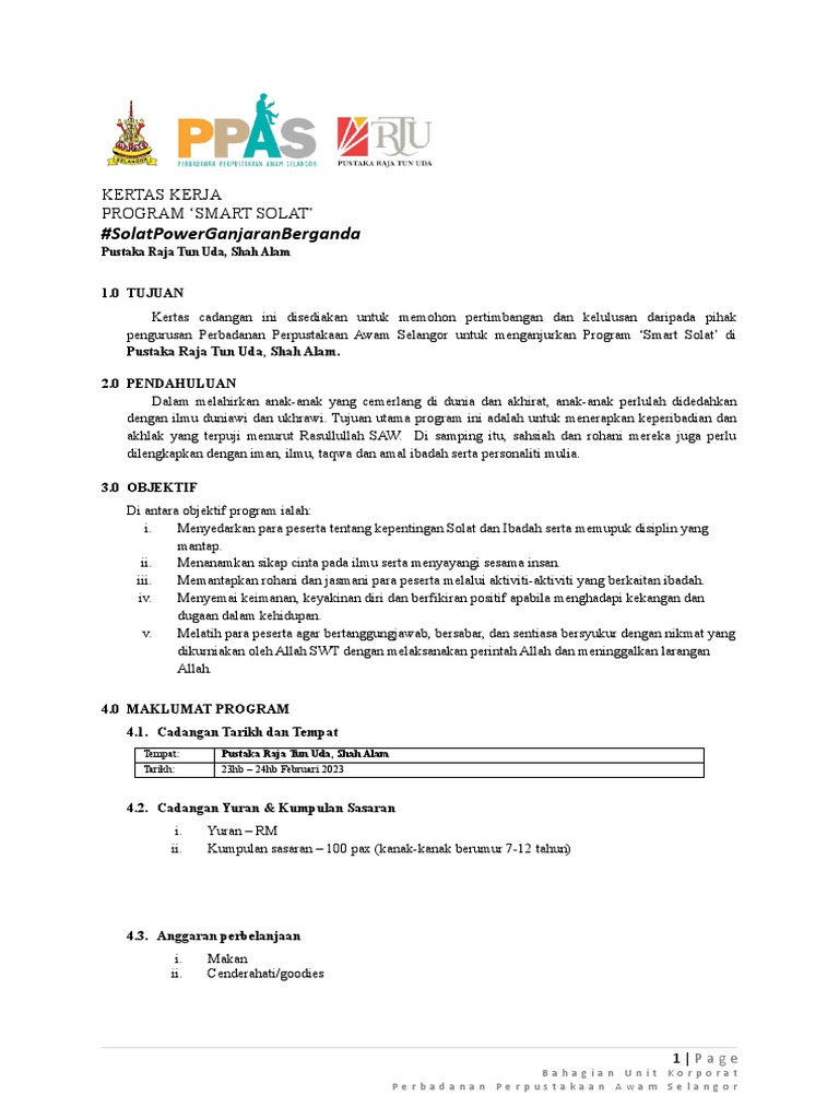 Kertas Kerja Smart Solat | PDF