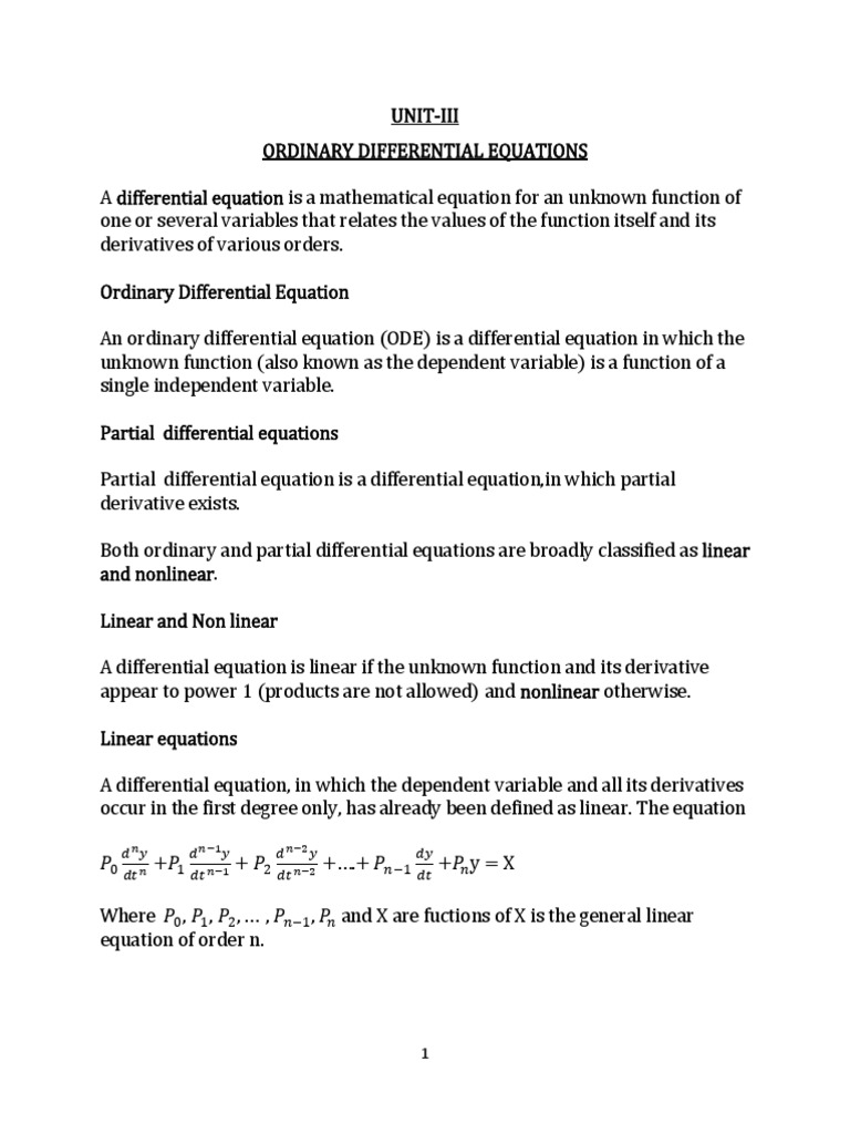 Math Unit 3 M2 | PDF | Ordinary Differential Equation | Differential ...