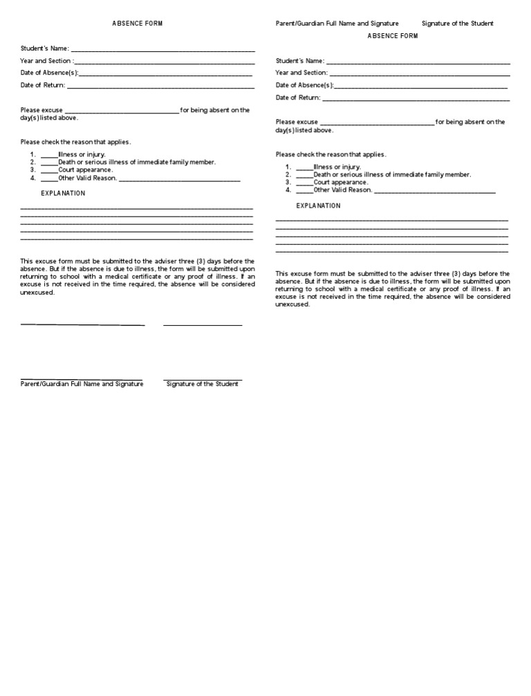 Absence Form | PDF