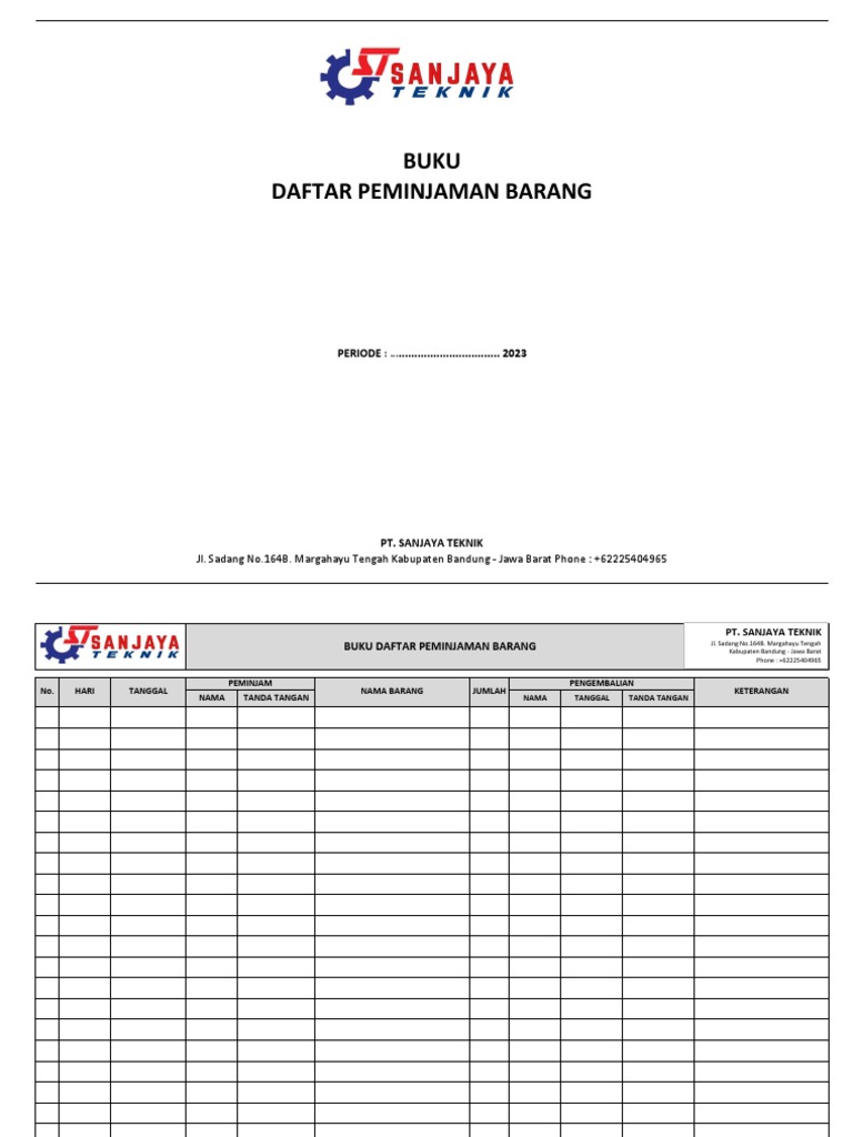 Formulir Peminjaman Barang Warehouse | PDF