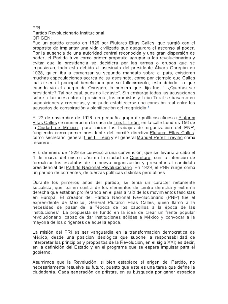 PRI | PDF | Partido Revolucionario Institucional | México
