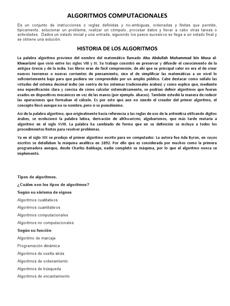 Primer Material Algoritmo Computacional Pdf Algoritmos 