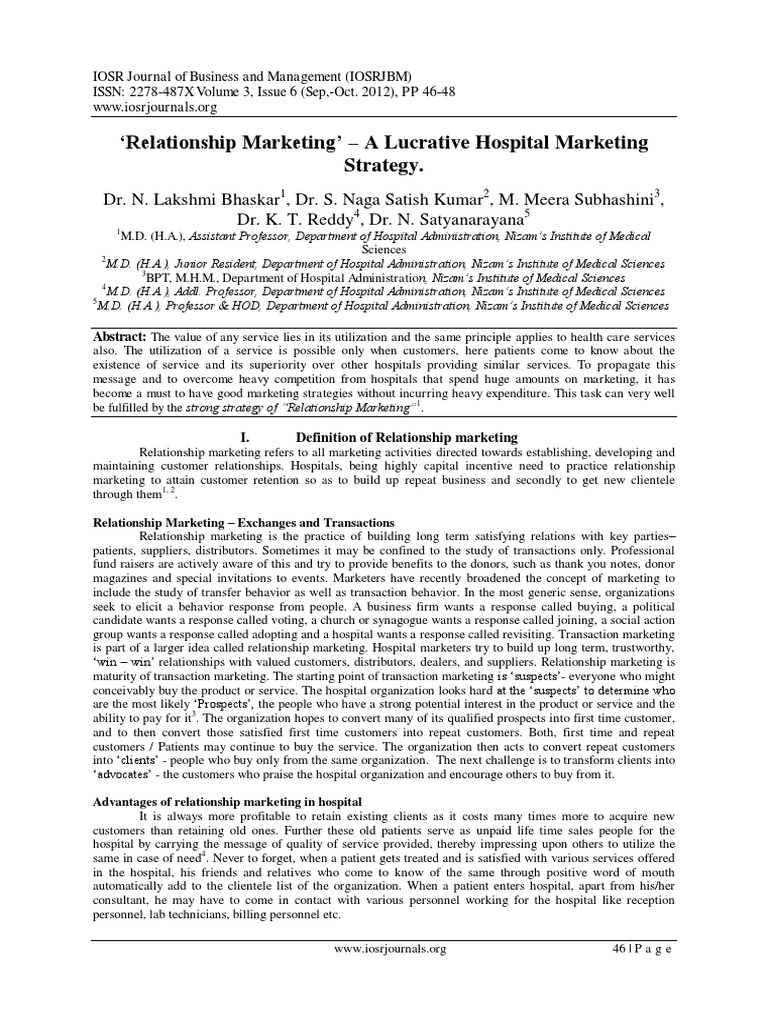 IOSR JBM WWW Iosrjournals Org | PDF | Patient | Marketing