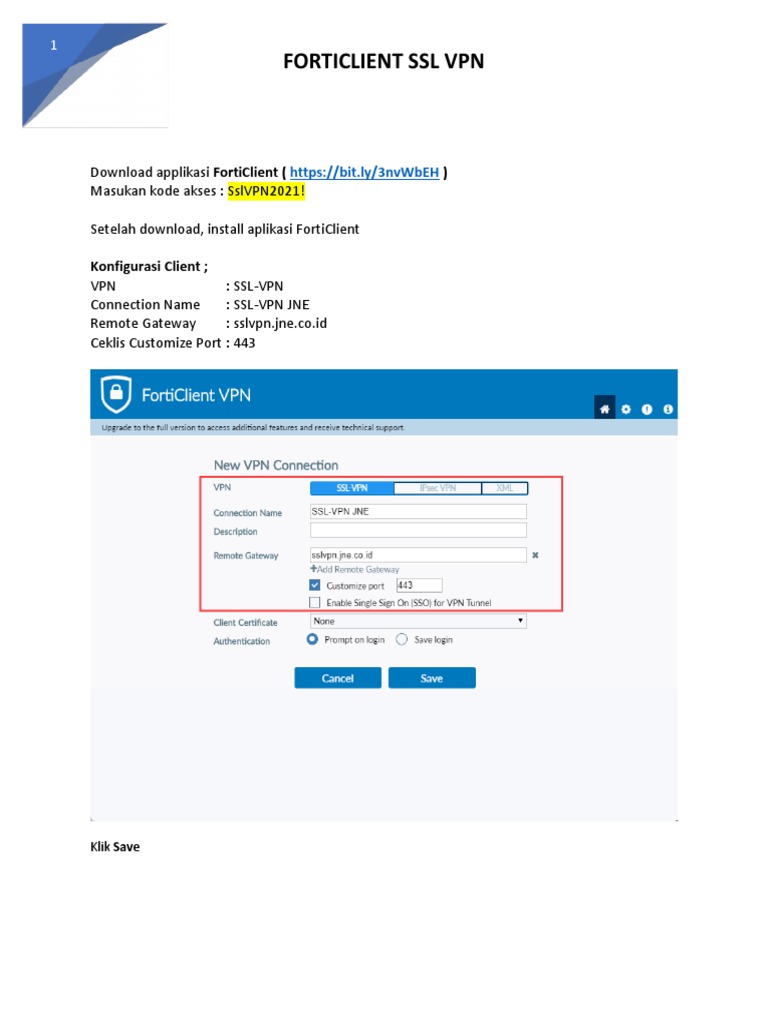 Cara Setup VPN-SSL FortiClient | PDF | Computers