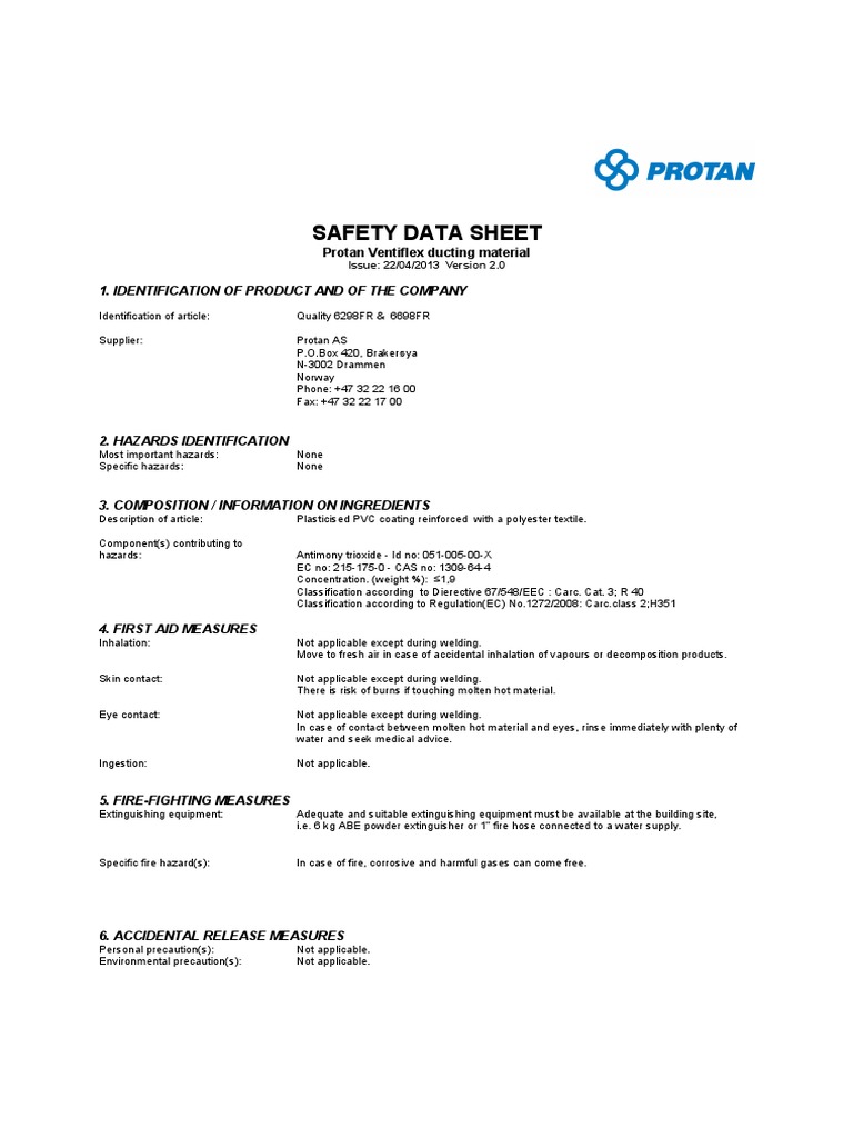 Protan Ventiflex Safety Data Sheet | PDF | Waste Management | Waste