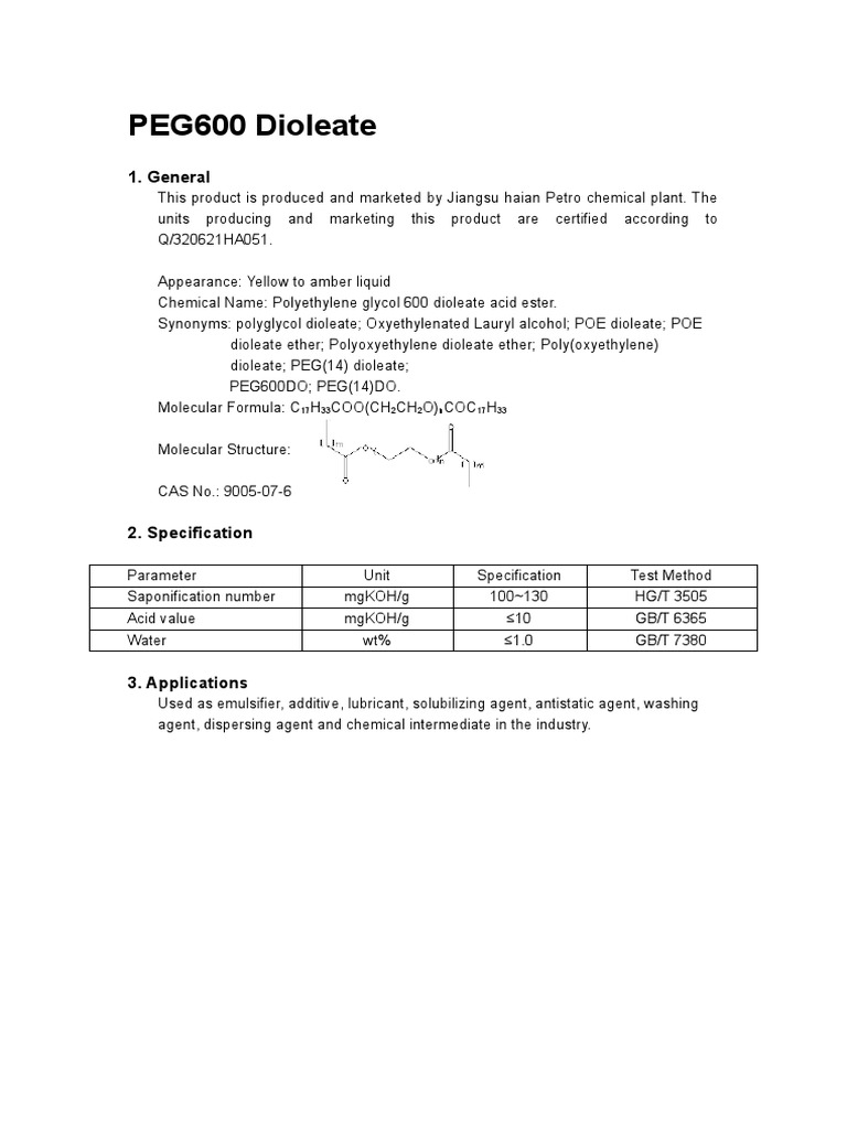 PEG600 Dioleate | PDF