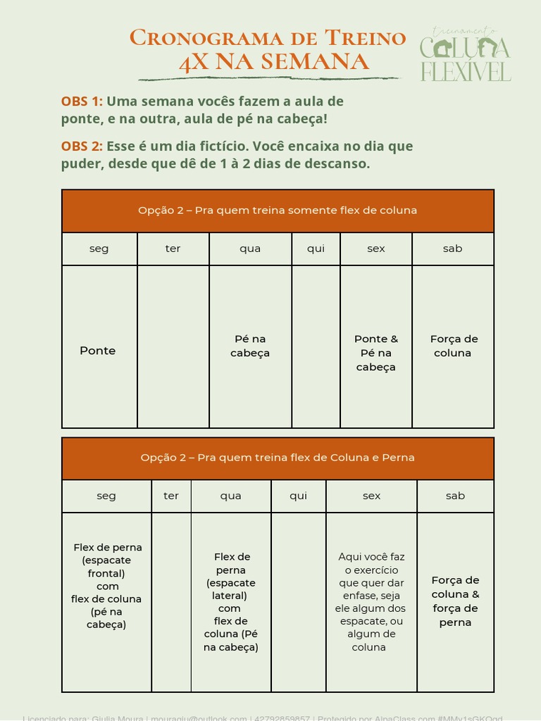 Cronogramas de Treino 4x Por Semana TCF | PDF