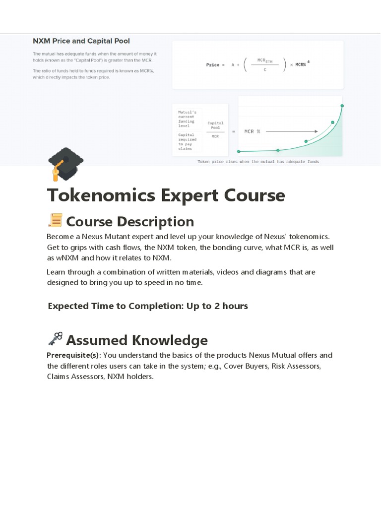 Tokenomics Expert Course - Nexus Mutual | PDF | Book Value | Arbitrage