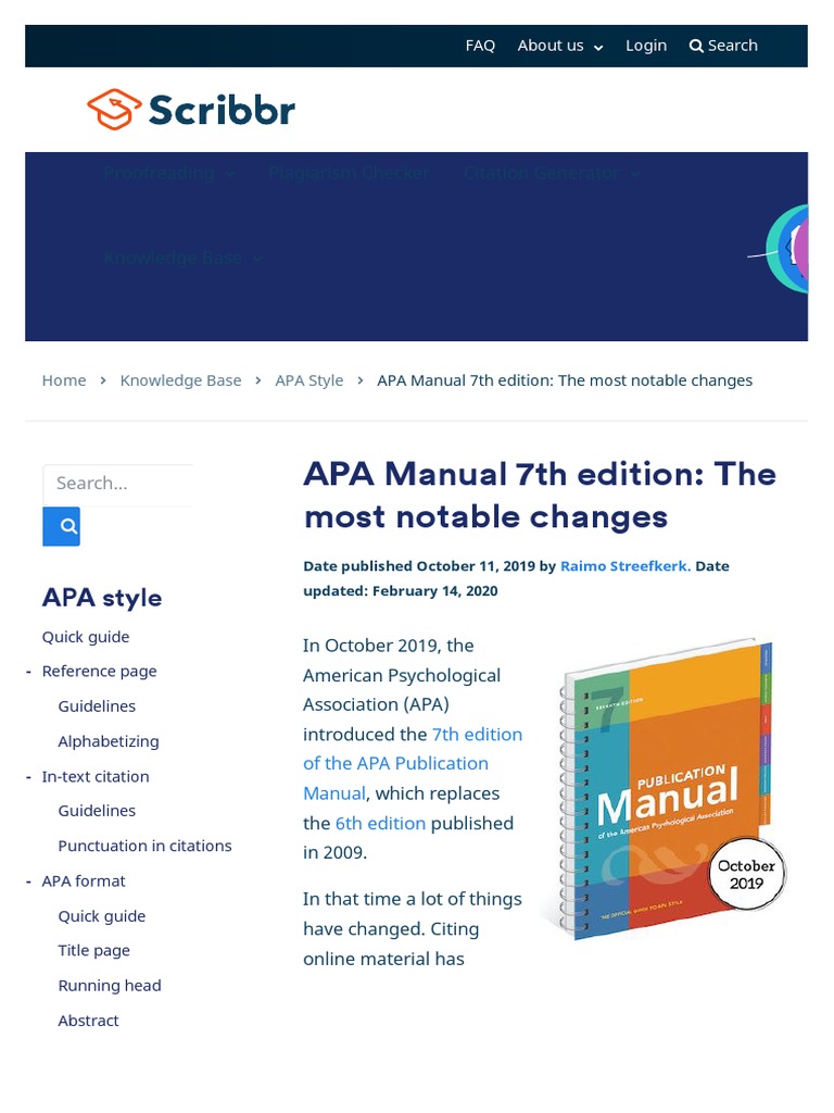 Key Changes in APA 7th Edition | PDF | Apa Style | Citation