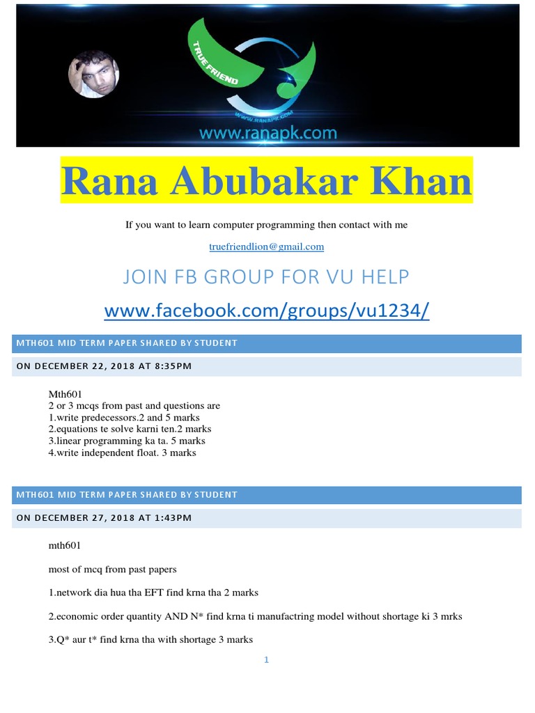 MTH601-MidTerm-By Rana Abubakar Khan | PDF | Systems Theory ... MTH601-MidTerm-By Rana Abubakar Khan | PDF | Systems Theory ...
